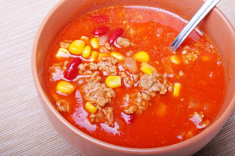Taco soup with minced stock image. Image of minced, bowl - 94289587
