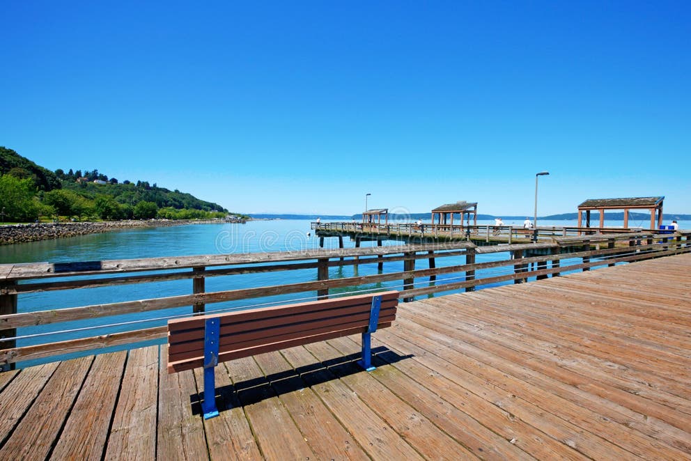 Tacoma, Pier Waterfront. Ruston Way. Stock Image - Image of town, water ...