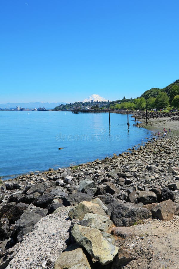 Tacoma, Pier Waterfront. Ruston Way. Stock Image - Image of sound ...