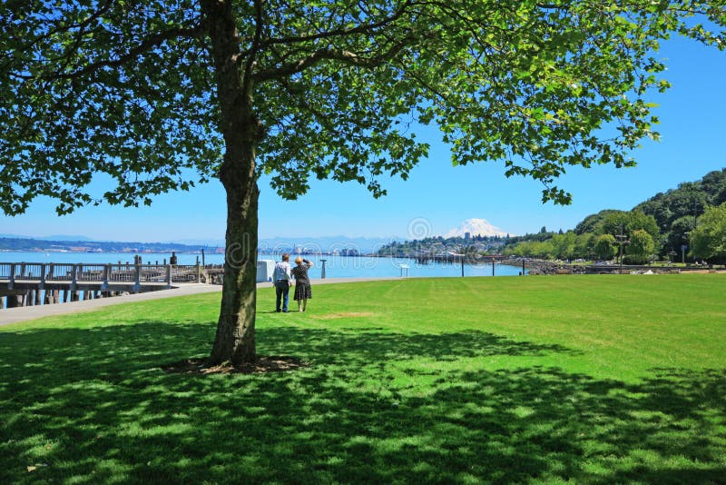 Tacoma, Pier Waterfront. Ruston Way. Editorial Stock Image - Image of ...