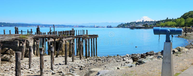 Tacoma, Pier Waterfront. Ruston Way. Stock Photo - Image of washington ...