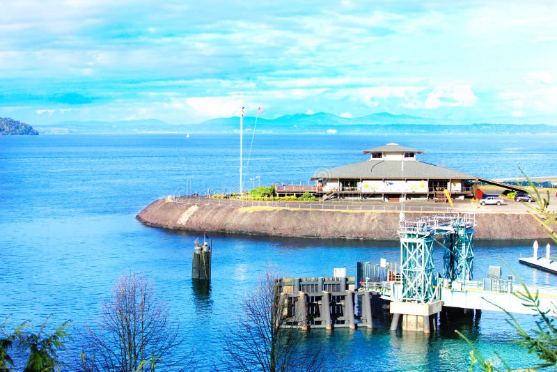 Tacoma Port, Pier Waterfront. Ruston Way. Stock Image - Image of blue ...