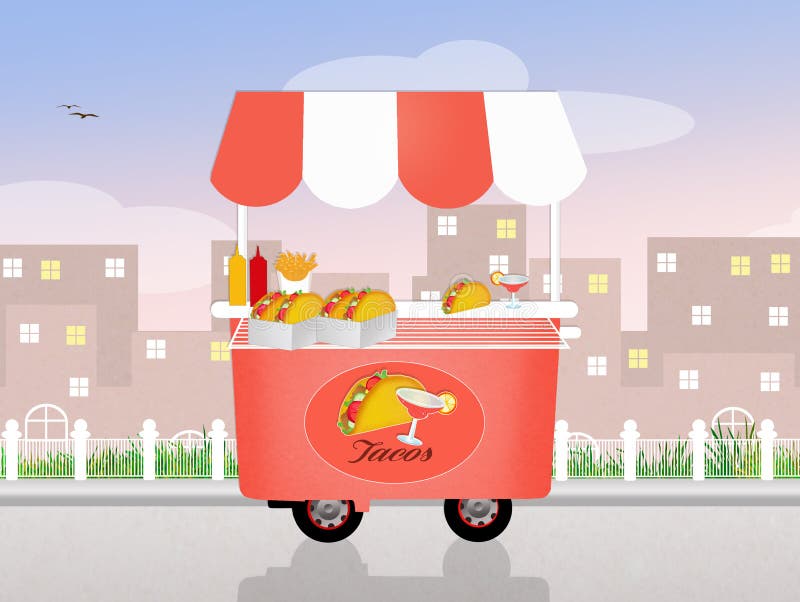 Tacos cart shop stock illustration. Illustration of sell - 117631037