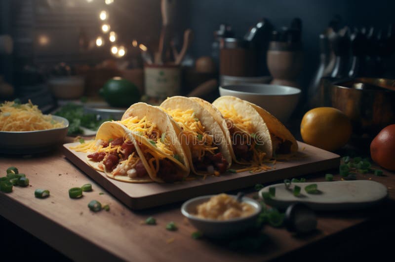 Tacos with Hashbrowns, Scrambled, Eggs and Bacon Topped with Cheese and ...