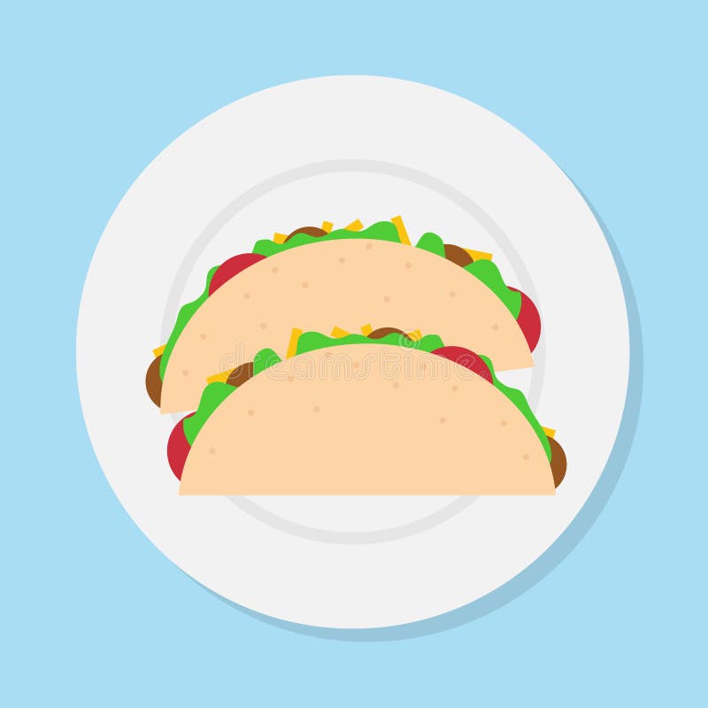 Taco on plate stock vector. Illustration of lunch, meat - 24693023