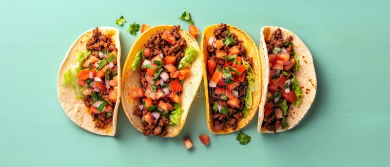 Tacos, Rising, Bullet Shot, Solid Pastel Background Stock Image - Image ...