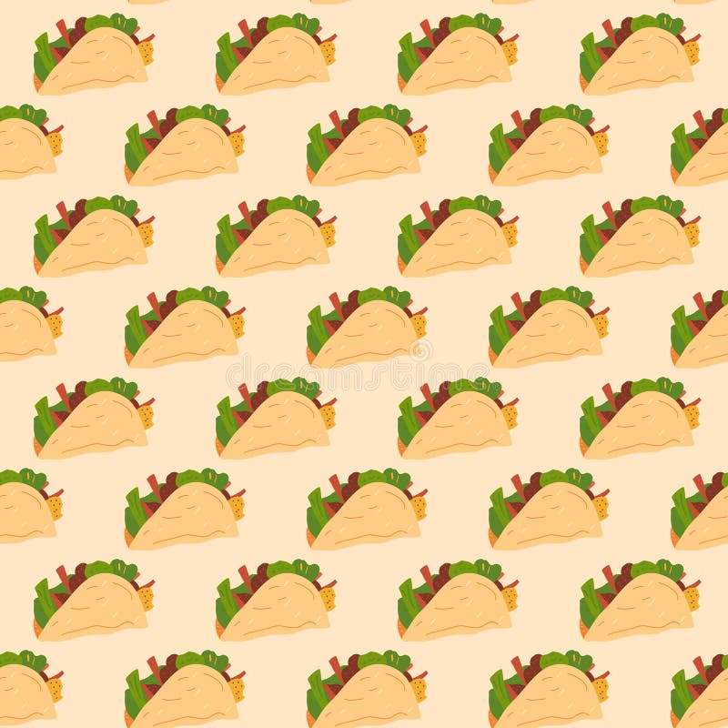 Tacos Seamless Pattern. Mexican Fast Food Snack Loop Background. Vector ...