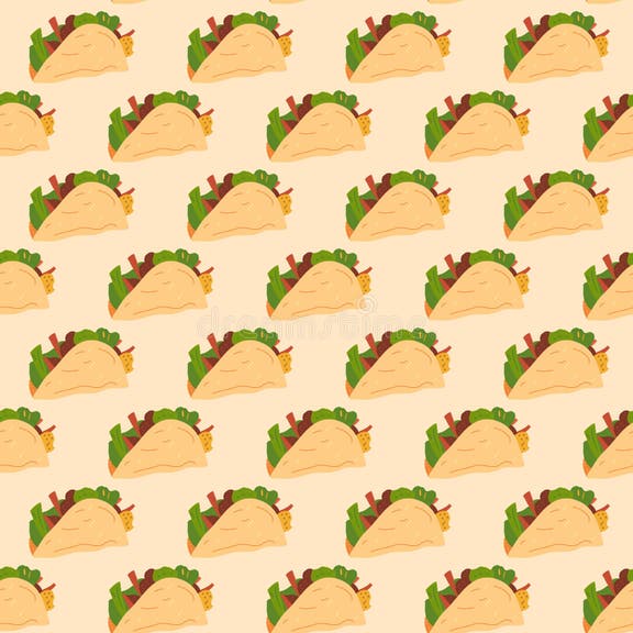 Tacos Seamless Pattern. Mexican Fast Food Snack Loop Background. Vector ...