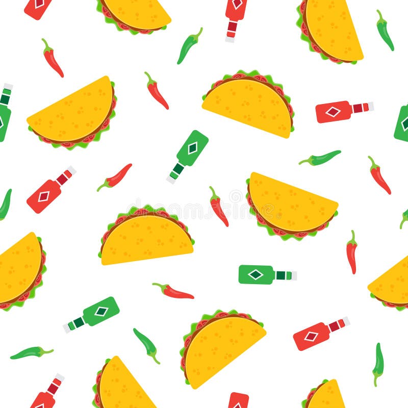 Tacos Seamless Vector Pattern Stock Vector - Illustration of tasty ...