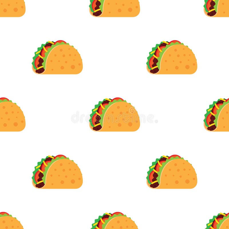 Tacos Seamless Pattern. Mexican Taco in Wheat Tortillaon Stock Vector ...