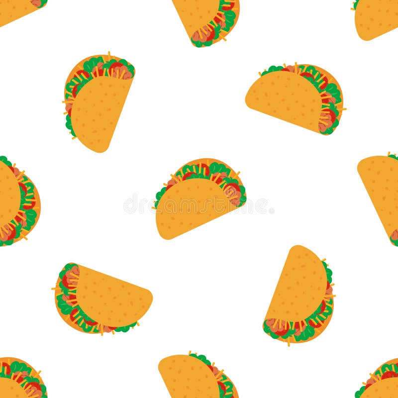 Tacos Seamless Vector Pattern Stock Vector - Illustration of dinner ...