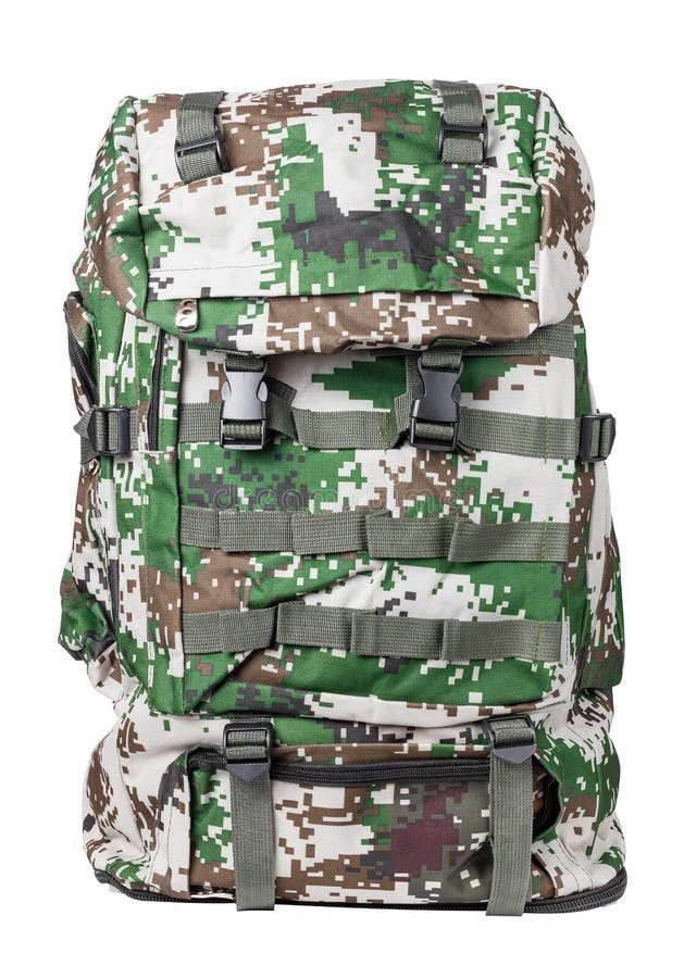 Tactical Backpack Isolated on White Background. Backpack in Camouflage ...