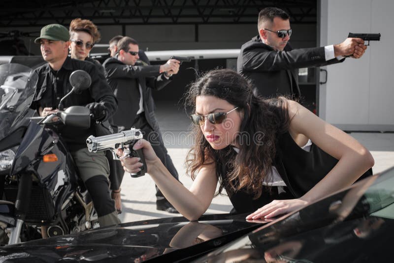 Tactical Exercise Training. an Armed Bodyguard Security Team Protects ...