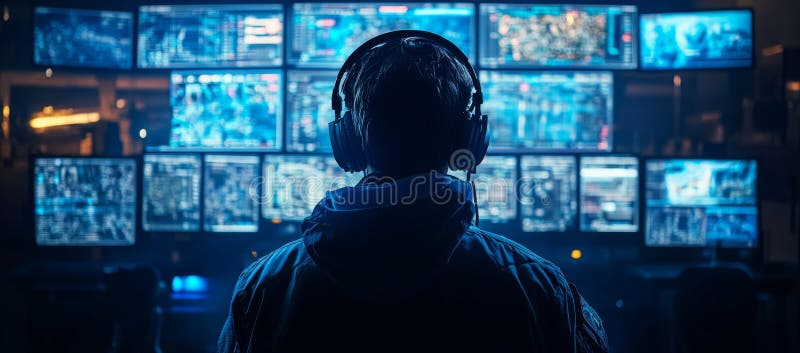In Tactical Gear, a Military Operator Gazes at a Control Room with ...