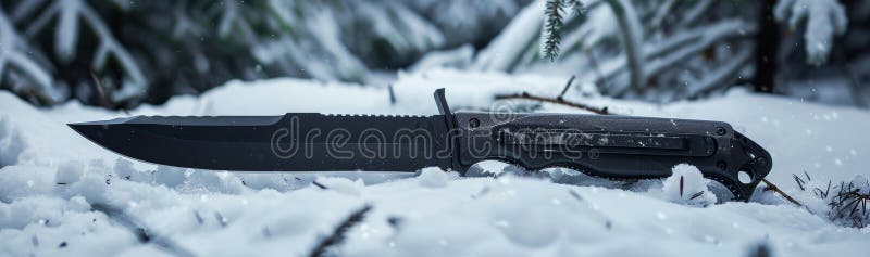 Tactical Knife on Snowy Ground Stock Illustration - Illustration of ...