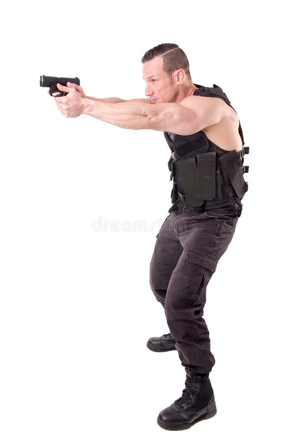 Tactical Law Enforcer Posing Stock Photo - Image of adult, portrait ...