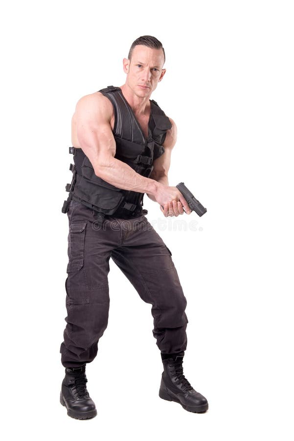 Tactical Law Enforcer Posing Stock Photo - Image of enforcer, dangerous ...