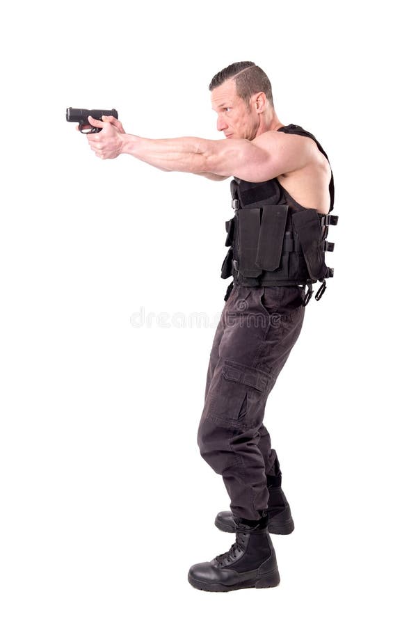 Tactical Law Enforcer Posing Stock Image - Image of dangerous, protect ...
