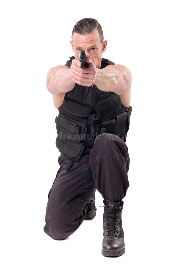 Tactical Law Enforcer Posing Stock Photo - Image of armed, enforcer ...