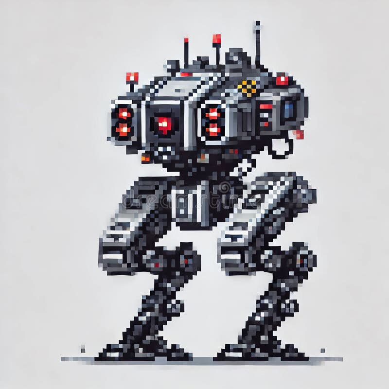 Robotic War Walker in Pixels Stock Illustration - Illustration of vivid ...