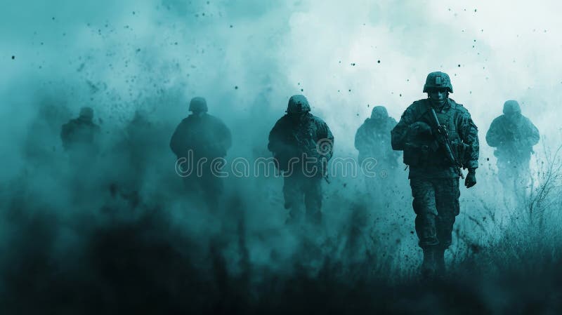 Tactical Movement of Combat Ready Military Unit in Formation during ...