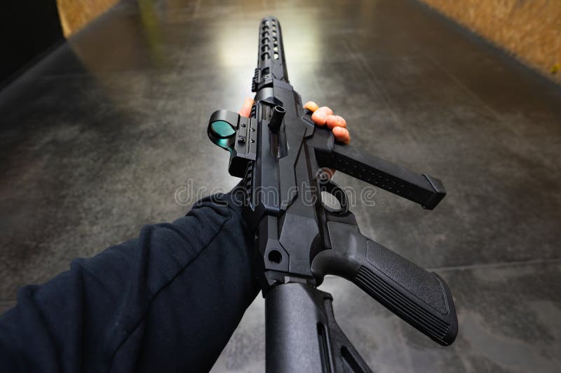 Tactical Pcc Rifle for 9mm Pistol Caliber with Red Dot Sight in Mans ...