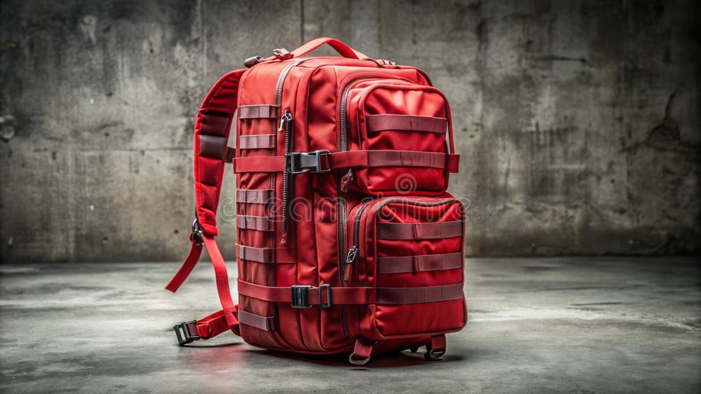 Tactical Red Backpack Ready for Expedition MOLLE System Reflective ...
