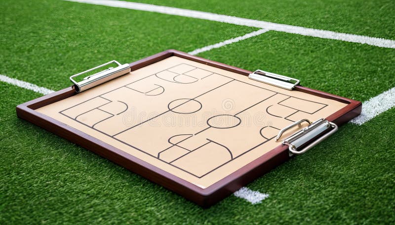 Tactical Soccer Strategy Board on Green Field Stock Image - Image of ...