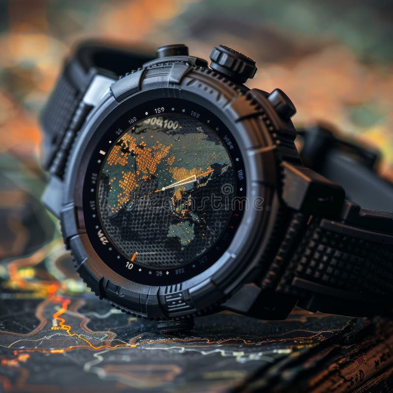 Tactical Watch on Map stock image. Image of closeup - 311910553