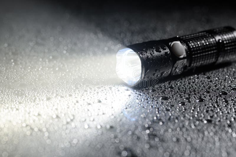 Tactical Waterproof Flashlight Stock Image - Image of show ...