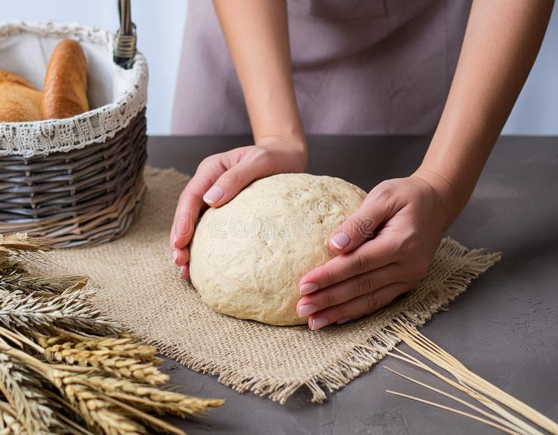 Kneading Dough on a Floured Surface Stock Illustration - Illustration ...