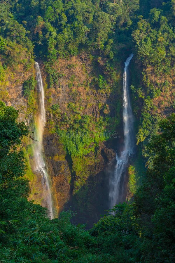 Tad Fan Waterfall in the Deep Forest in Southern of Laos Stock Photo ...
