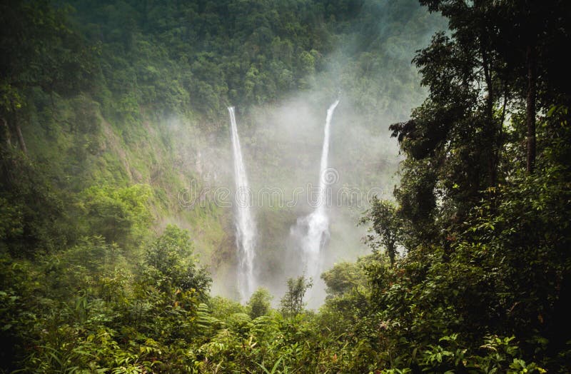 Tad Fan waterfall in Laos stock image. Image of fall - 127295641
