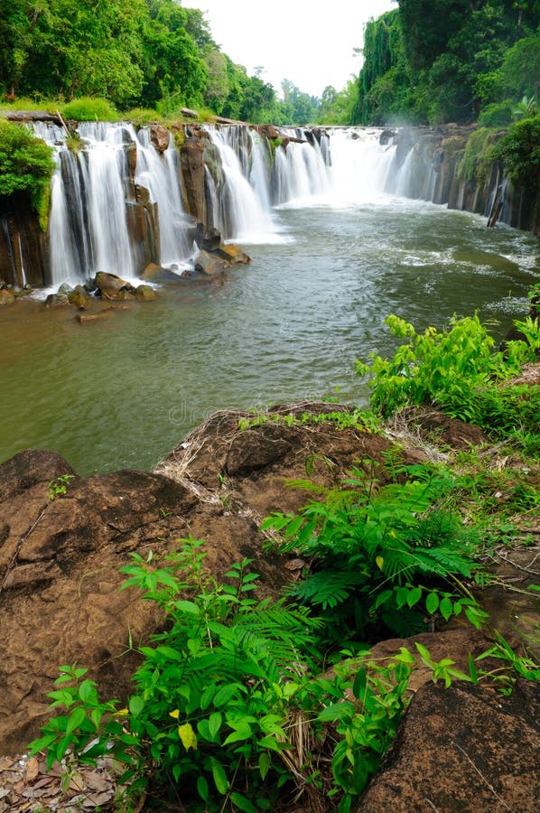 Tad Pha Suam Waterfall,champasak, Laos Stock Image - Image of exotic ...