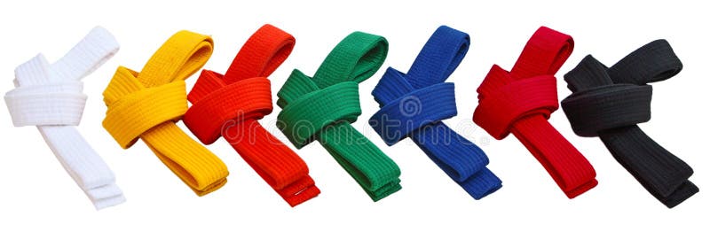Tae Kwon Do Belts stock photo. Image of blue, belt, yellow - 21571750