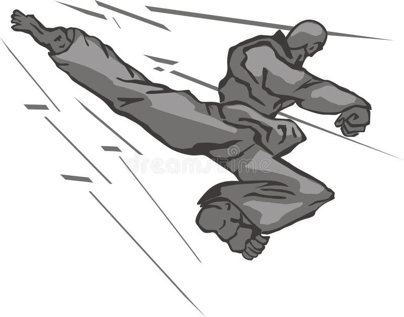 Taekwondo back kick stock vector. Illustration of jumping - 17908007