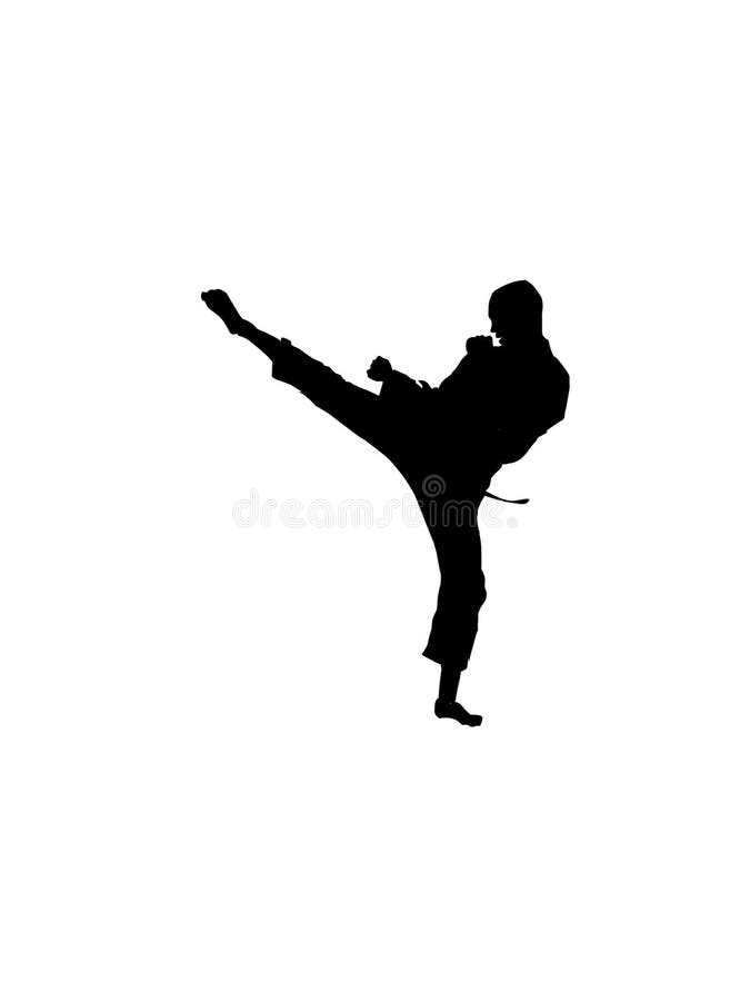 Taekwondo Martial Art Kick Pose Stock Illustration - Illustration of ...