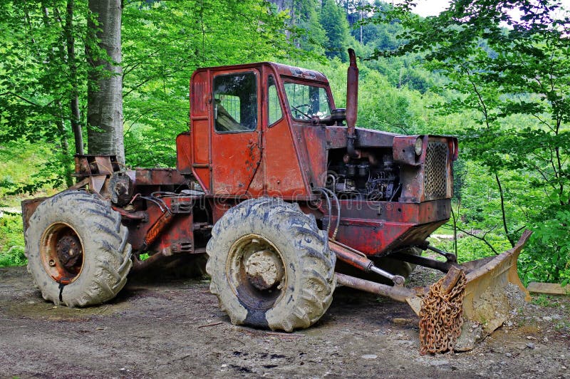 Forestry Tractor TAF in the Forest Stock Image - Image of forest ...