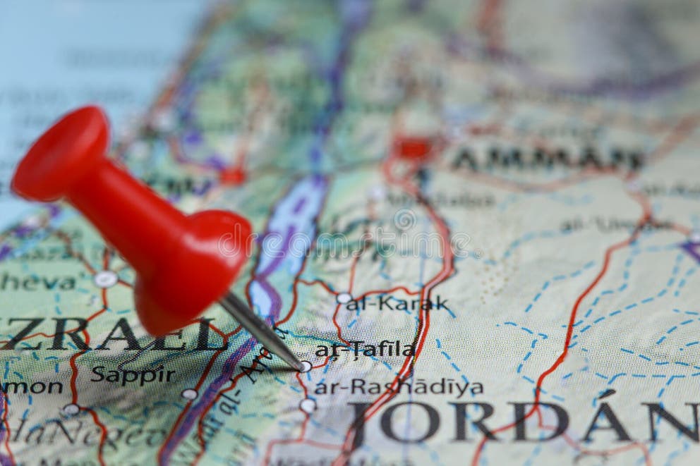 At Tafila, Jordan Pin on Map Stock Image - Image of east, middle: 372791731