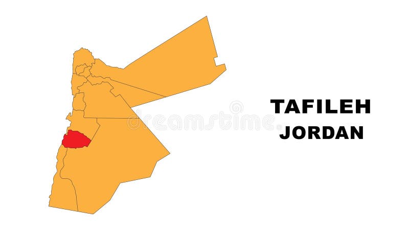 Tafileh Map in Jordan. Vector Map of Jordan Stock Vector - Illustration ...