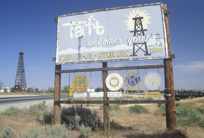 Taft welcomes you! sign editorial stock photo. Image of town - 26281213