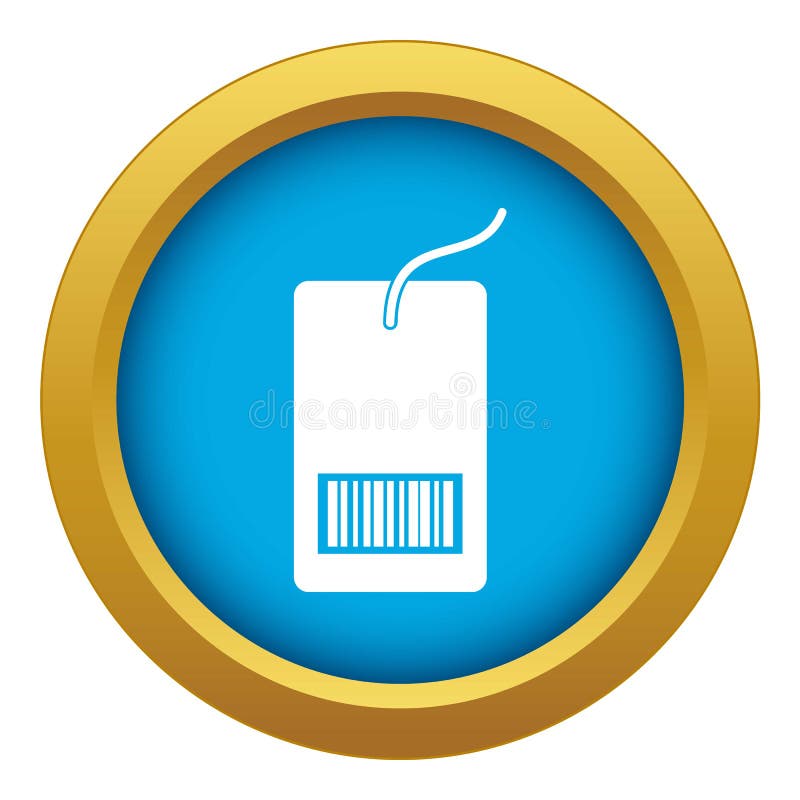 Tag with Bar Code Icon Blue Vector Isolated Stock Vector - Illustration ...