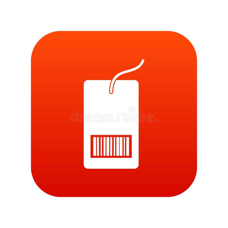 Tag with Bar Code Icon Digital Red Stock Vector - Illustration of ...