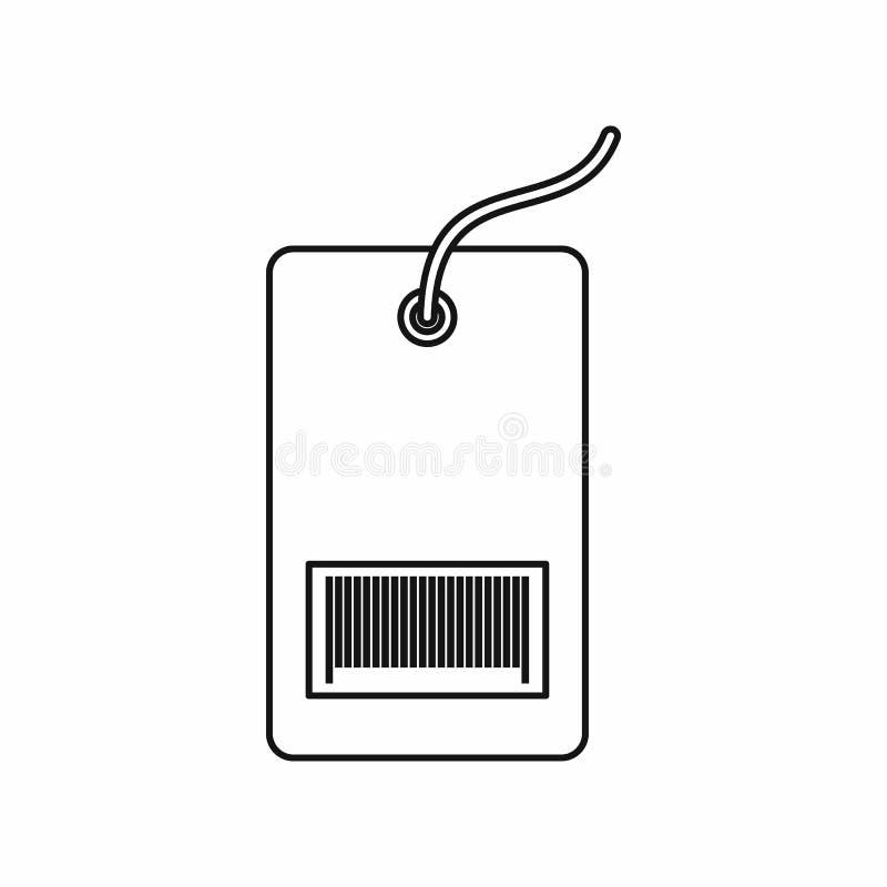 Tag with Bar Code Icon, Outline Style Stock Vector - Illustration of ...