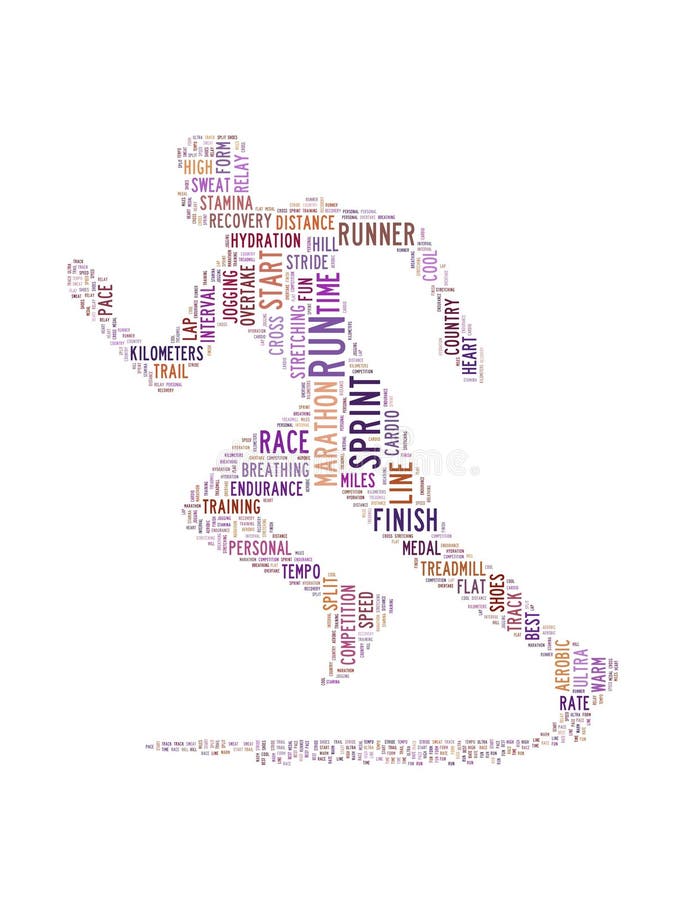 Tag Cloud Illustration with a Silhouette of a Runner Stock Illustration ...