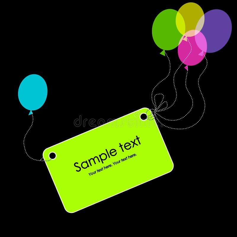 Tag with Colorful Balloons. Greeting Card Stock Vector - Illustration ...