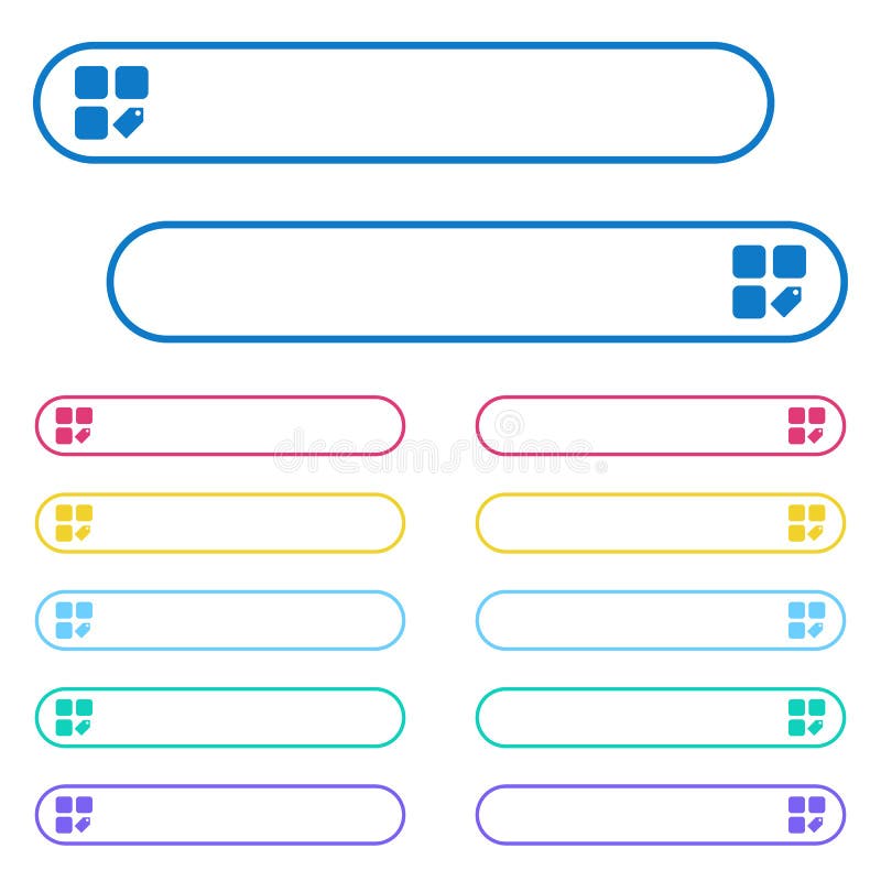 Tag Component Icons In Rounded Color Menu Buttons Stock Vector