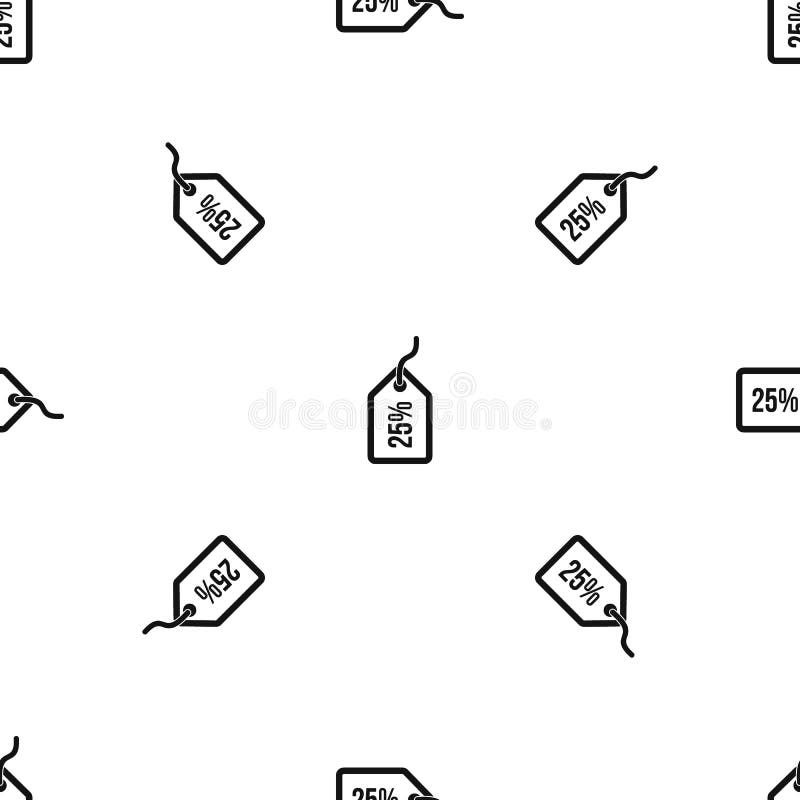 Tag with 25 Discount Pattern Seamless Black Stock Vector - Illustration ...