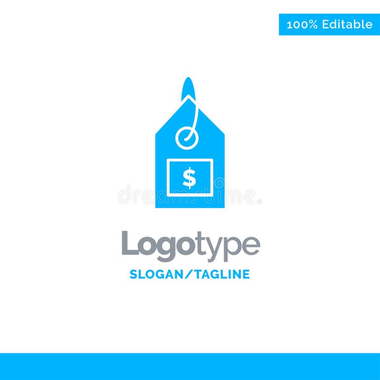 Tag, Dollar, Label, Interface Blue Solid Logo Template. Place for ...