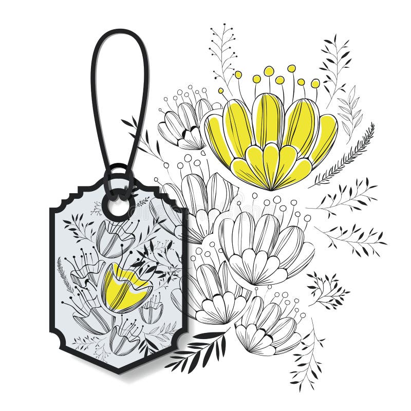 Tag Hanging with Floral Pattern Stock Vector - Illustration of gift ...